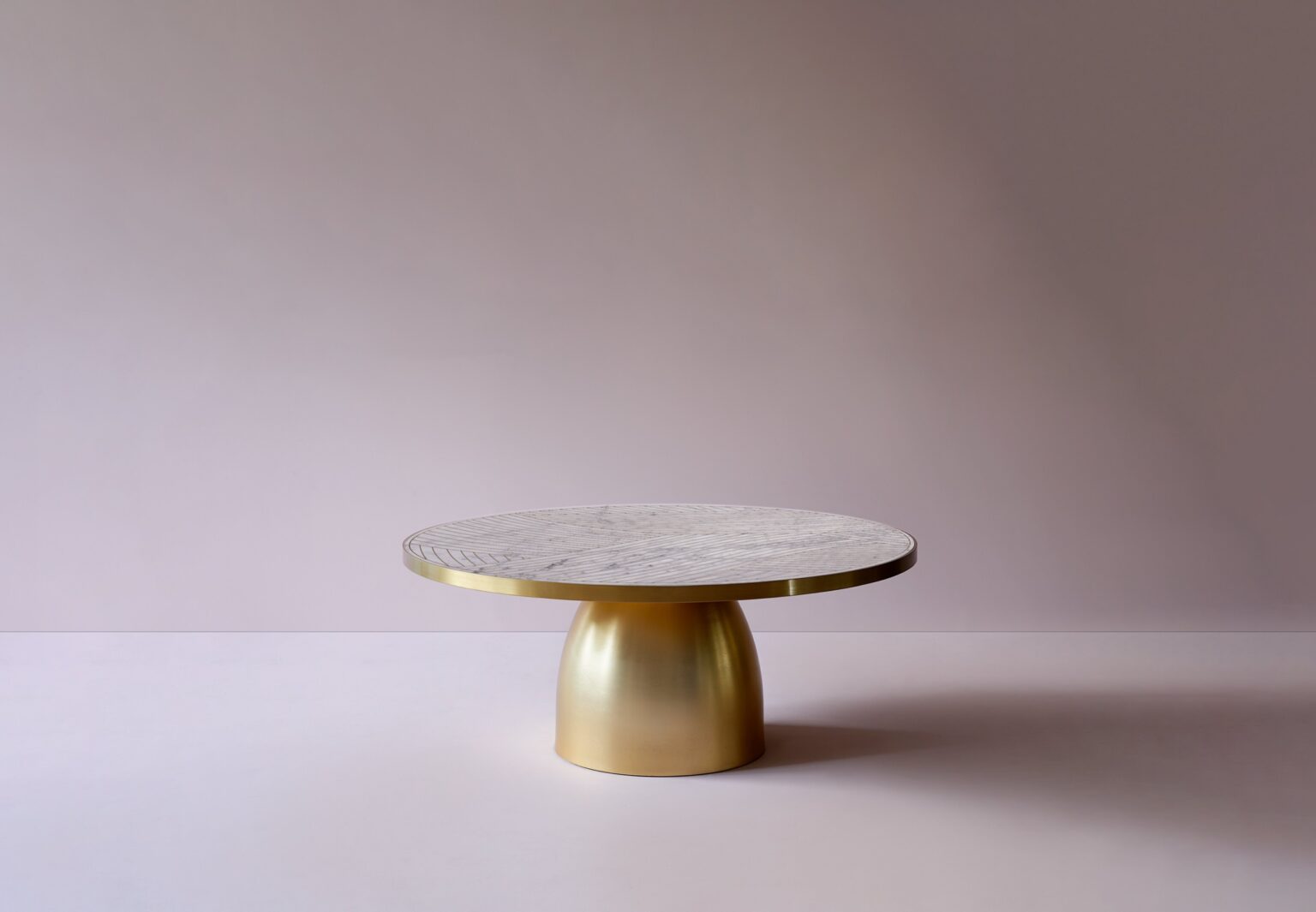 Lustre Coffee Table, Bianco Marble with Brass